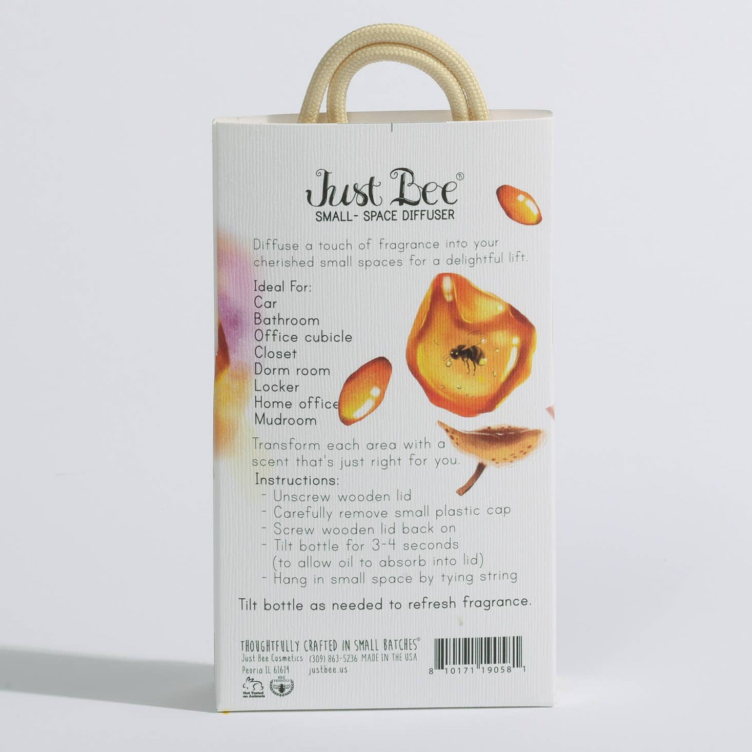 Golden Amber Small Space Hanging Diffuser by Just Bee – Poppy & Vale